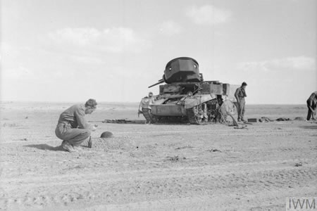 An M3 Stuart tank which was destroyed during the battle for Derna ...